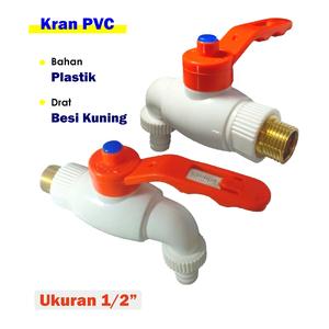 Jual Kran Plastik PVC Ukuran 1/2" Kran PVC Jumbo Turkey Drat Kuningan ...
