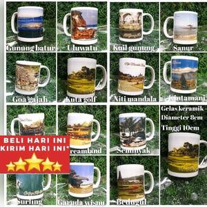 Jual Gelas Cangkis Keramik Gambar Foto Wisata Pulau Bali - Mug ...