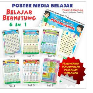 Jual NEW Poster belajar berhitung (penjumlahan, pengurangan, pembagian ...