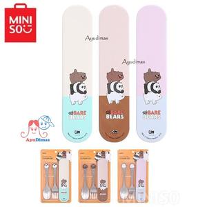 Jual MINISO - We Bare Bears Cutlery Set - Sendok garpu Travel case box ...