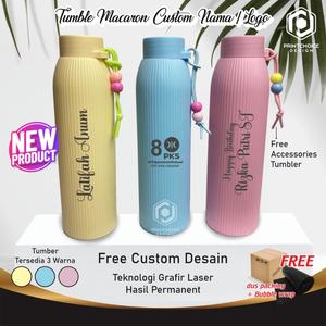 Jual Home- Tumbler Kaca Macaron Custom Grafir Nama Logo Perusahaan ...