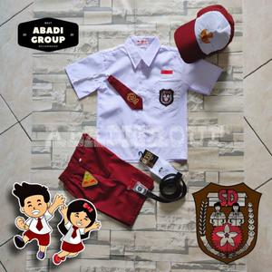 Jual SETELAN SERAGAM SEKOLAH SD MERAH PUTIH LAKI PENDEK GRATIS TOPI ...
