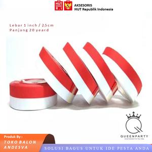 Jual Pita satin merah putih 1 inci / hiasan 17 agustus / HUT RI / pita ...