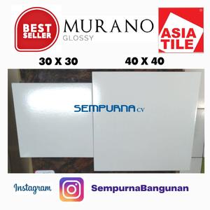 Jual Keramik ubin lantai dinding tembok Asia Tile Murano putih polos ...
