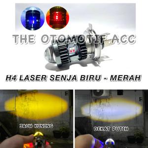 Jual Lampu Depan Led H4 Laser Hi Loo Putih Kuning 2 Warna Senja 2 Sisi Biru Merah / Lampu Laser ...