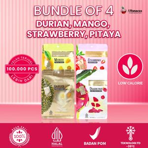 Jual Ennak!! URSNACKS Bundle Of 4 - Freeze Dried Keripik Sehat Durian + Mango + Strawberry ...