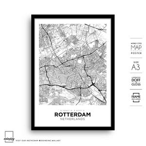 Jual BERMUTU Rotterdam City Map Art Minimalis Wall Decor Poster Peta ...