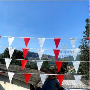 Jual 10SET (50 METER) Bendera rentang festival bunting flag merah putih bendera segitiga kain ...