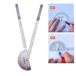 Jual Stainless Degree protractor 90mm*300mm Busur derajat Pengukur sudut Penggaris busur Alat ...