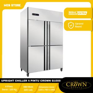 Jual Upright Chiller CROWN G1000 Stainless Steel 4 Pintu / Lemari ...