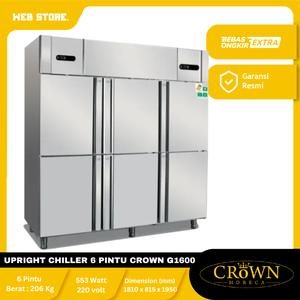 Jual Upright Chiller CROWN G1600 Stainless Steel 6 Pintu / Lemari ...