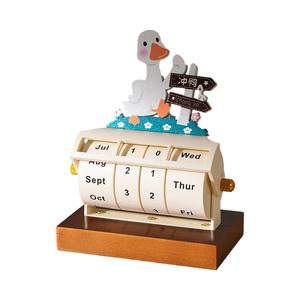 Jual Rotary Perpetual Calendar Wooden Wheeling Calendar Duck Ship ...
