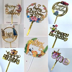 Jual topper akrilik/topper karakter/topper gold/topper kue/topper happy ...