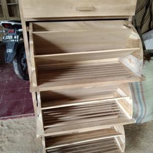 Jual PPC rak sepatu minimalis modern kayu jati-almari sepatu kayu kaji ...