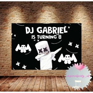 Jual Ready Custom Backdrop Banner Spanduk Happy Birthday Marshmello Dj ...