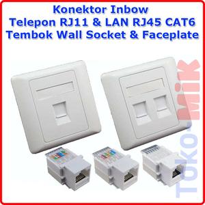 Jual Konektor RJ45 LAN RJ11 Telepon Wall Socket Tembok FacePlate Inbow ...