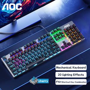 Jual AOC Mechanical Keyboard GK410 Blue Black Tea Switch Gaming Full ...
