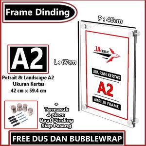 Jual FRAME FOTO AKRILIK / DISPLAY DINDING AKRILIK UKURAN A4 / A3 / A2 ...