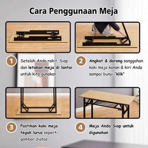 Jual Meja Lipat Portabel Ukuran 120X60X75/ Meja Kayu Persegi Panjang ...