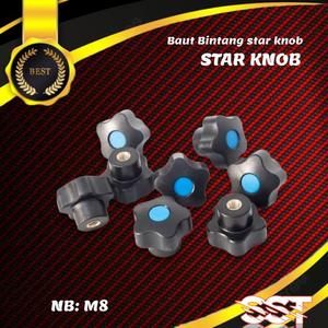 Jual RUNE Female Thread Screw star Knob mur Bintang M6, M8, M10 - BIRU ...