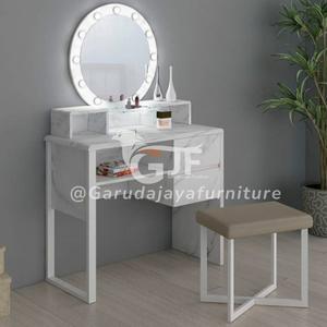 Jual MEJA RIAS LED KACA BULAT PUTIH MOTIF MARBLE MINIMALIS/DRESSING ...