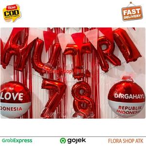 Jual |LEGEND| Diijual Set Balon Huruf Hut Ri 78 Balon Merah Kemerdekaan ...