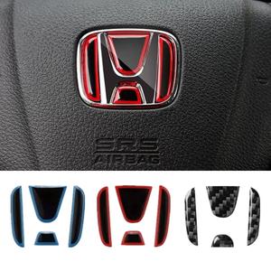 Jual Stiker pusat kemudi mobil serat karbon, lencana Emblem untuk Honda ...