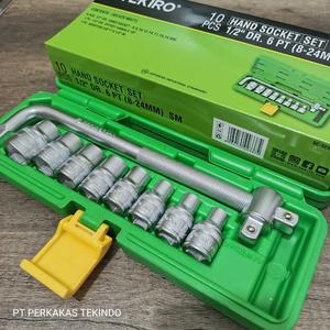 Jual Tekiro Hand Socket Set 10 Pcs 1/2" Dr 6 Pt 8 - 24 Mm 1 Box / Kunci ...
