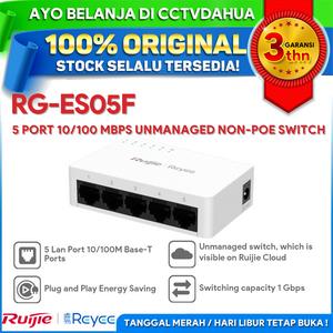 Promo RUIJIE REYEE RG-ES05F 5 PORT 10/100 MBPS UNMANAGED NON-POE SWITCH PLASTIC CASE - Jakarta ...