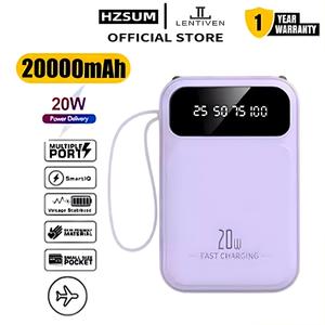 Jual Hzsum Lentiven Powerbank 20000Mah Mini With 4 Kabel Fast Charging ...