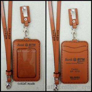 Jual ID CARD HOLDER KULIT BANK BTN / NAME TAG KULIT ASLI CUSTOM LOGO ...
