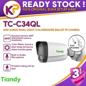 Promo TIANDY TC-C34QL 4MP AUDIO DUAL LIGHT COLORMAKER BULLET IP CAMERA ...