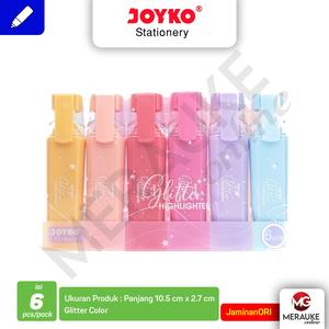 Jual Joyko Highlighter Penanda Berwarna Glitter HL-86-6 (1 Set isi 6 ...