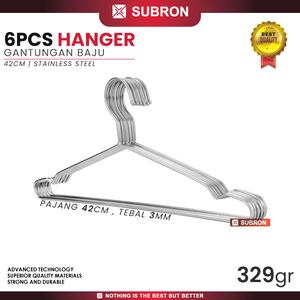 Jual SUBRON 6PCS HANGER GANTUNGAN BAJU TEBAL STAINLESS STEEL 3MM - Kota ...