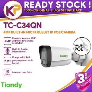 Promo TIANDY TC-C34QN 4MP BUILT-IN MIC IR BULLET IP POE CAMERA - 4mm ...