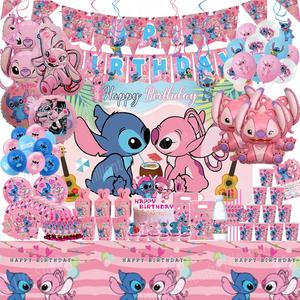 Jual Disney Lilo Stitch Birthday Decorations Pink Angel Theme Party ...