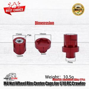 Jual M4 Nut Aluminum Wheel Rim Center Caps for 1/10 RC Crawler SCX10 ...