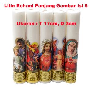 Jual Lilin Doa Misa Altar Gereja Rohani Panjang Gambar isi 5 ( Uk. 17 x ...