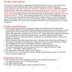 Jual TZT IR Infrared Obstacle Avoidance Sensor Module for Arduino Diy ...