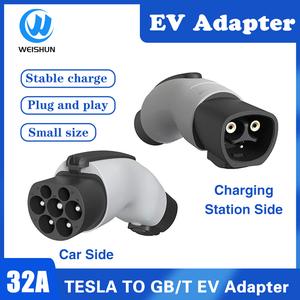 Jual EV Connector Adaptor 32A for Tesla To GBT EVSE Adapter Electric ...