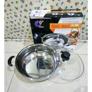 Jual NEW Panci Shabu Shabu 30cm / panci sekat tutup kaca / panci sekat ...