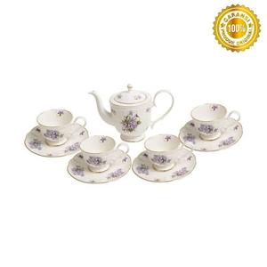 Jual Set Teko Teh/Teko Kopi 4 Gelas Mug+Tatakan Motif Bunga Klasik ...