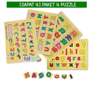 Jual Paket Puzzle Mini Isi 3 Dan 4 Mainan Edukasi Kayu Hijaiyah Huruf ...