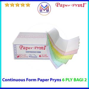 Jual Kertas Continuous Form 6 Ply Bagi 2 Paperpryns / Ukuran 9,5x11/2 ...