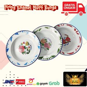 Jual yy_ Piring Enamel/Kaleng Seng/motif bunga/Jadul/Vintage Kuno ...