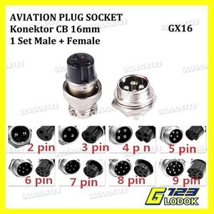 Jual Aviation Plug Connector Konektor CB GX16 2 3 4 5 6 7 8 Pin Male ...