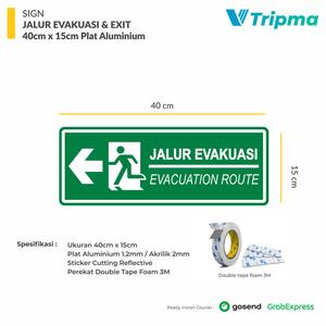 Jual GG_ Rambu Jalur Evakuasi - Emergency Exit 40cm x 15cm - Kota ...