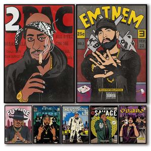 Jual Pop Hip Hop Rapper Eminem Comic Poster Aesthetic 2PAC Big Future ...