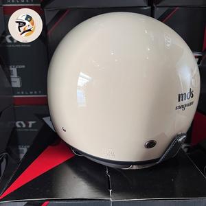 Jual Helm Half Face Jadul Retro Mds Magnum Cream Gloss Solid Promo ...