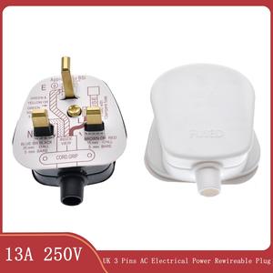 Jual UK 3 Pins AC Electrical Power Rewireable Plug Male W/ Wire Fused ...